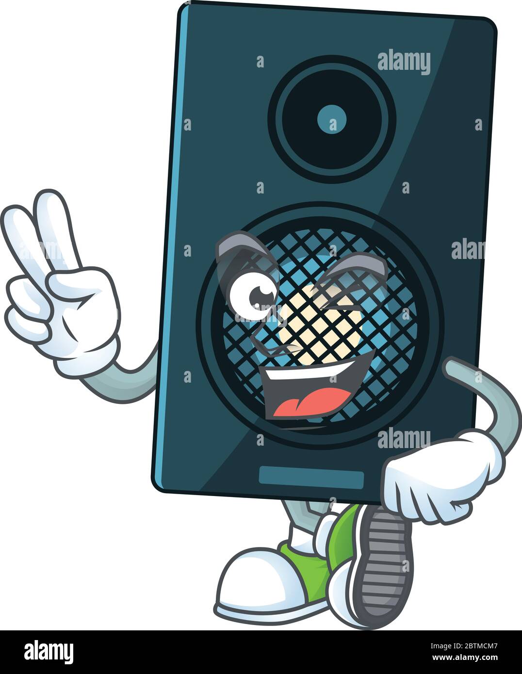 smiling sound system cartoon mascot style with two fingers Stock Vector ...