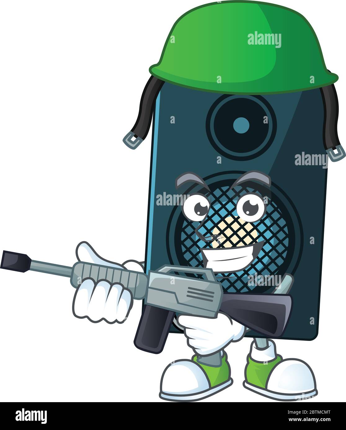 A mascot design picture of sound system as a dedicated Army using ...