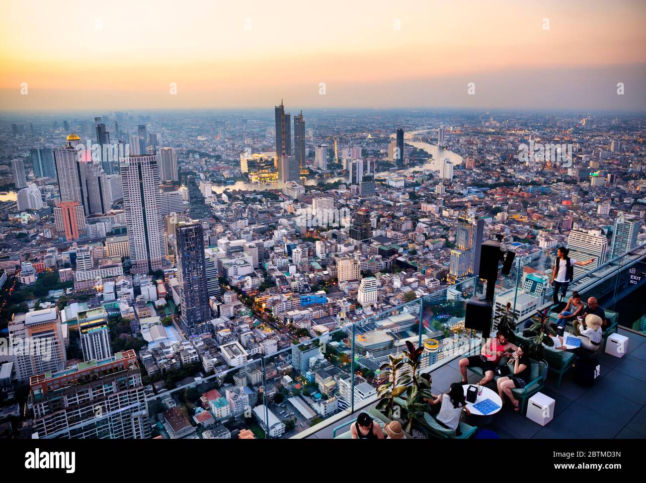 Thailand, Bangkok city, Downtown Panorama, MahaNakhom Bldg. terrace ...