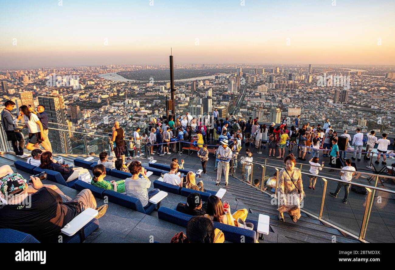 Thailand, Bangkok city, Downtown Panorama, MahaNakhom Bldg. terrace ...