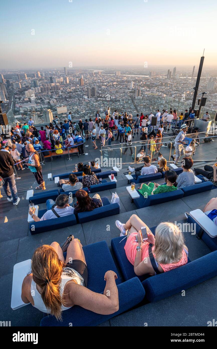 Thailand, Bangkok city, Downtown Panorama, MahaNakhom Bldg. terrace ...
