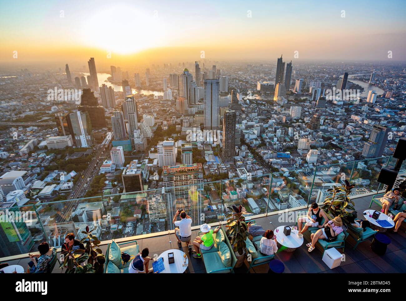 Thailand, Bangkok city, Downtown Panorama, MahaNakhom Bldg. terrace ...