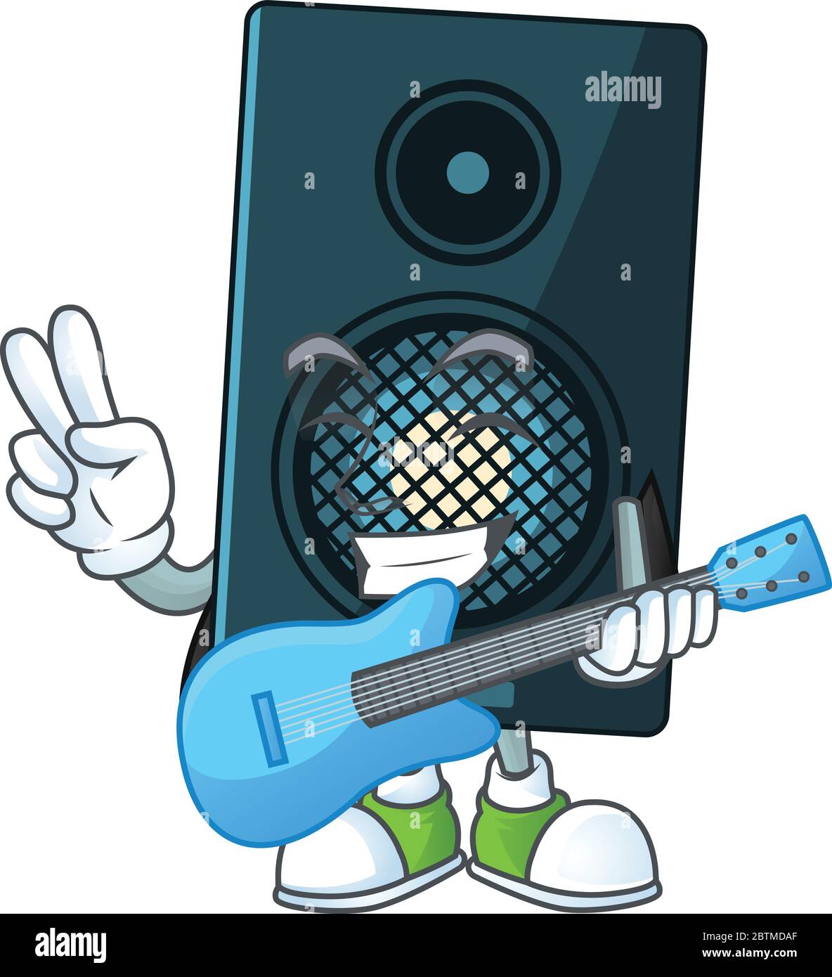 Sound system cartoon character style plays music with a guitar Stock ...