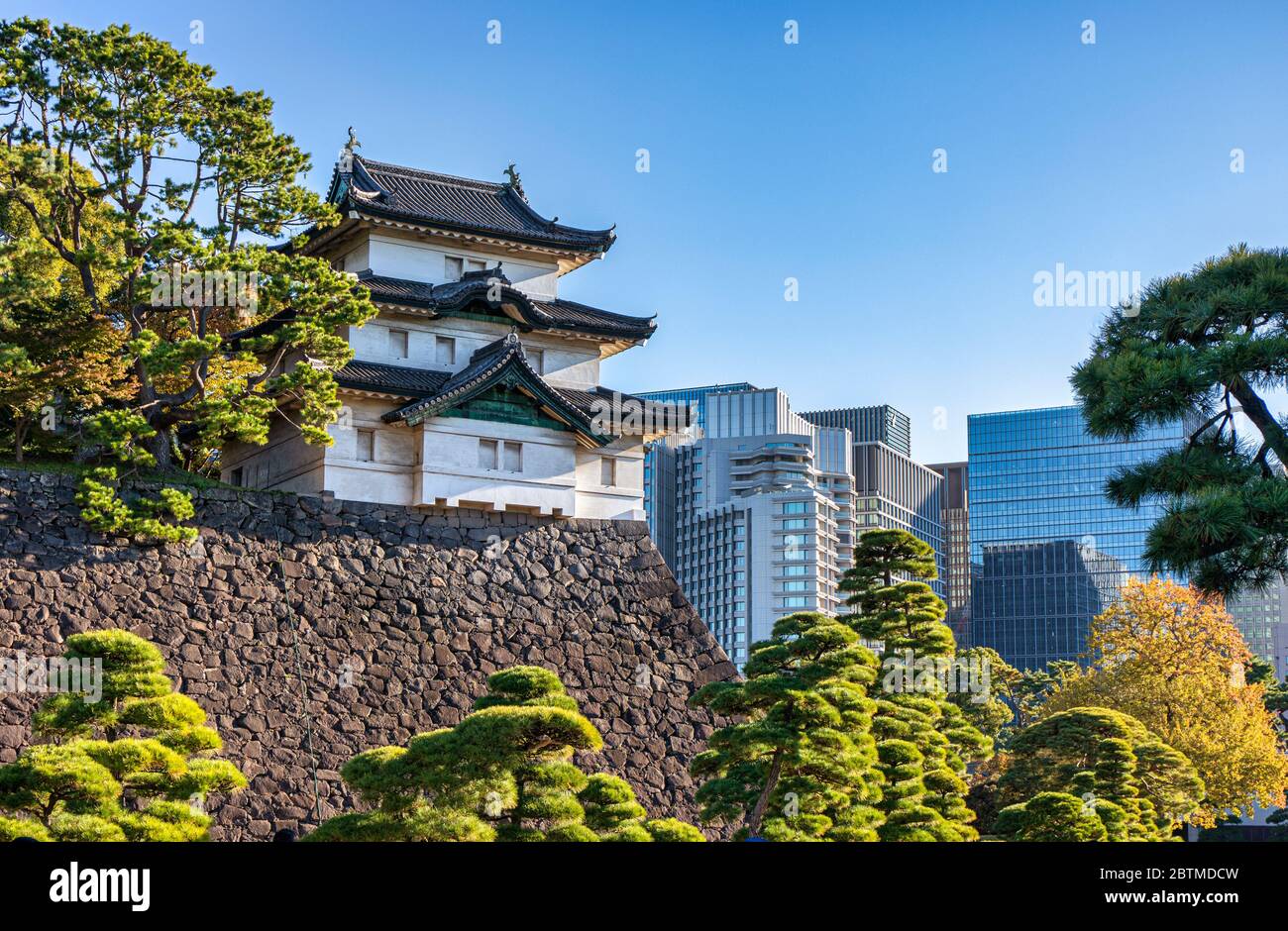 Japan ,Tokyo City, Imperial Palace, the wall, marunouchi buildings ...