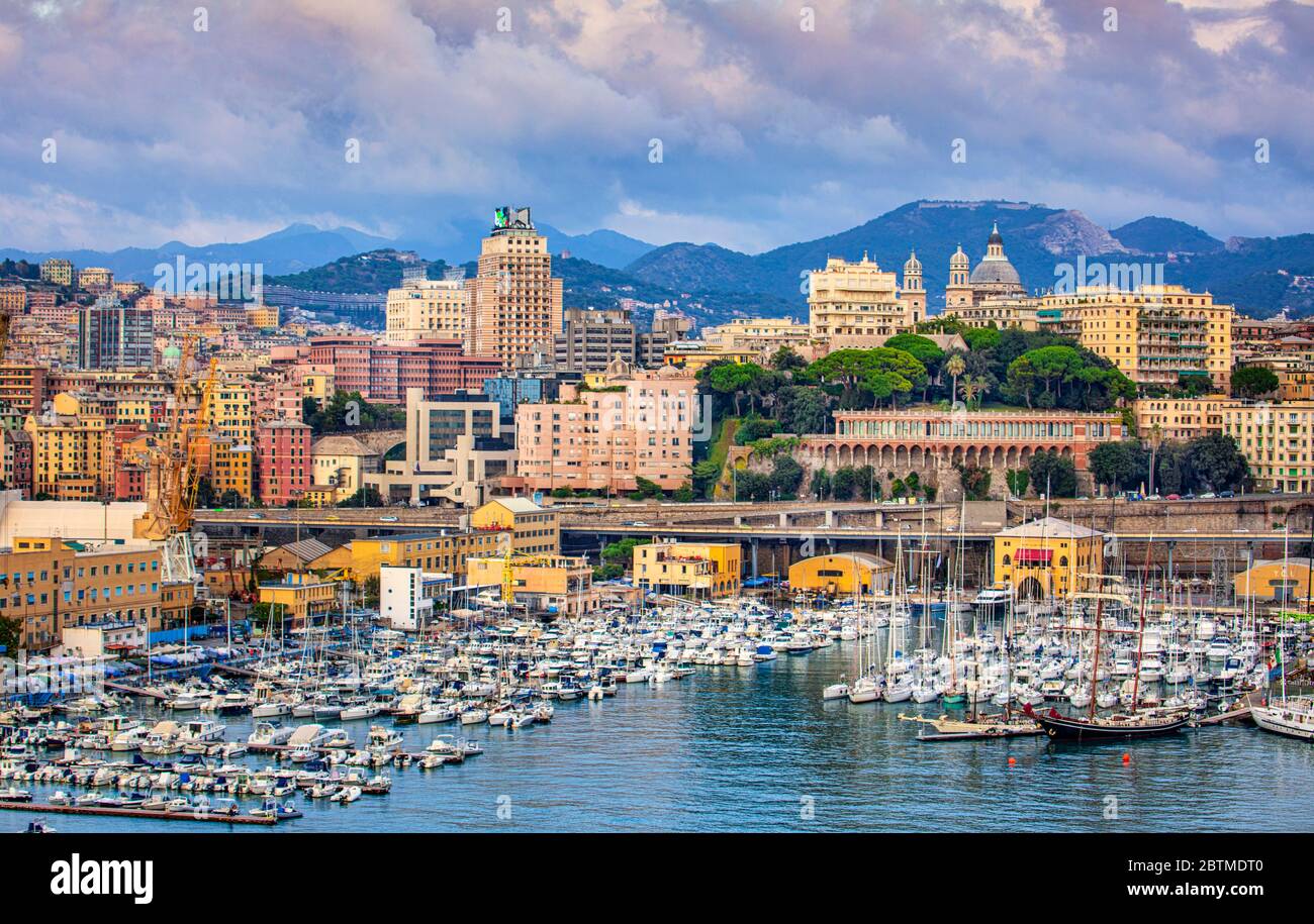 Italy, Genova City Skyline Stock Photo - Alamy