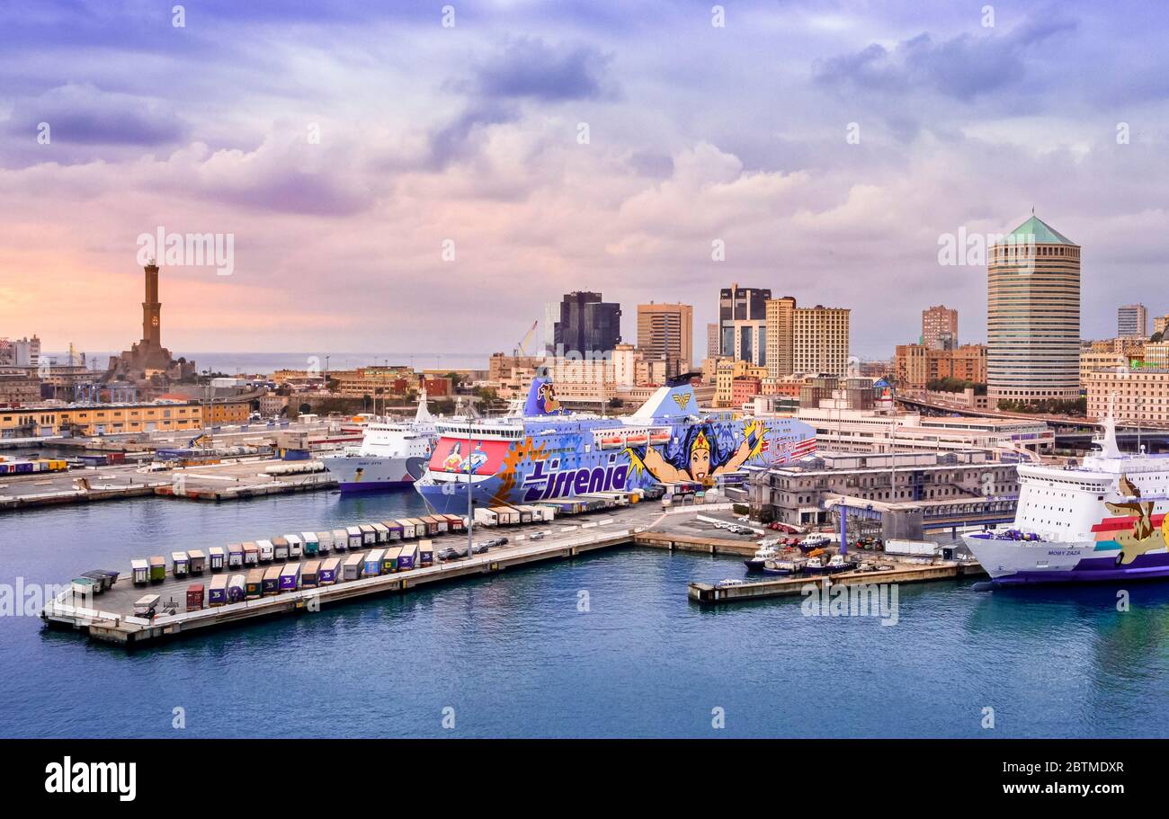 Italy, Genova City, Genova Harbour Stock Photo - Alamy