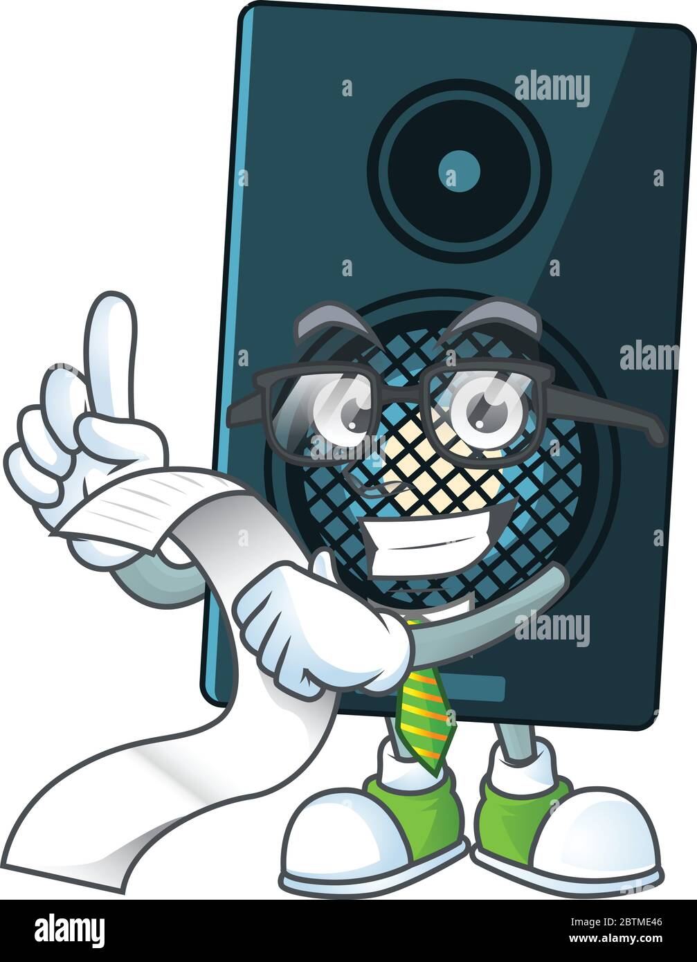 cartoon mascot design of sound system holding a menu list Stock Vector ...