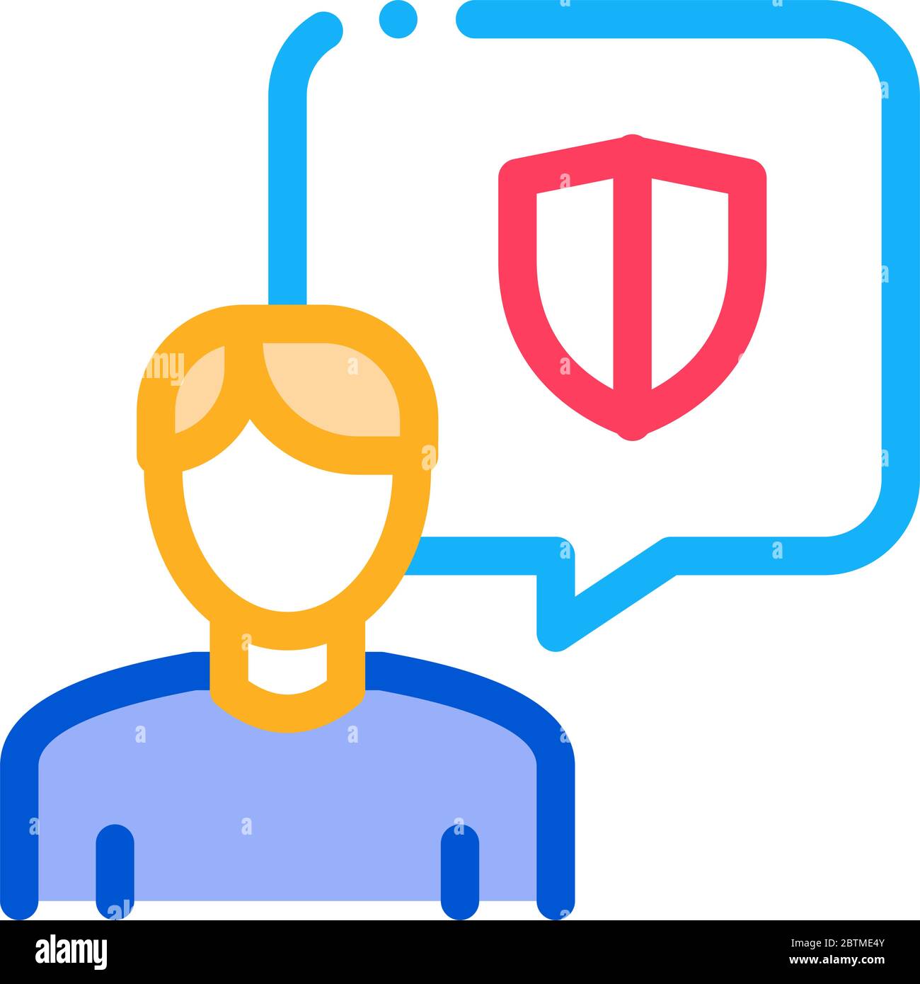 thought of protecting body icon vector outline illustration Stock ...