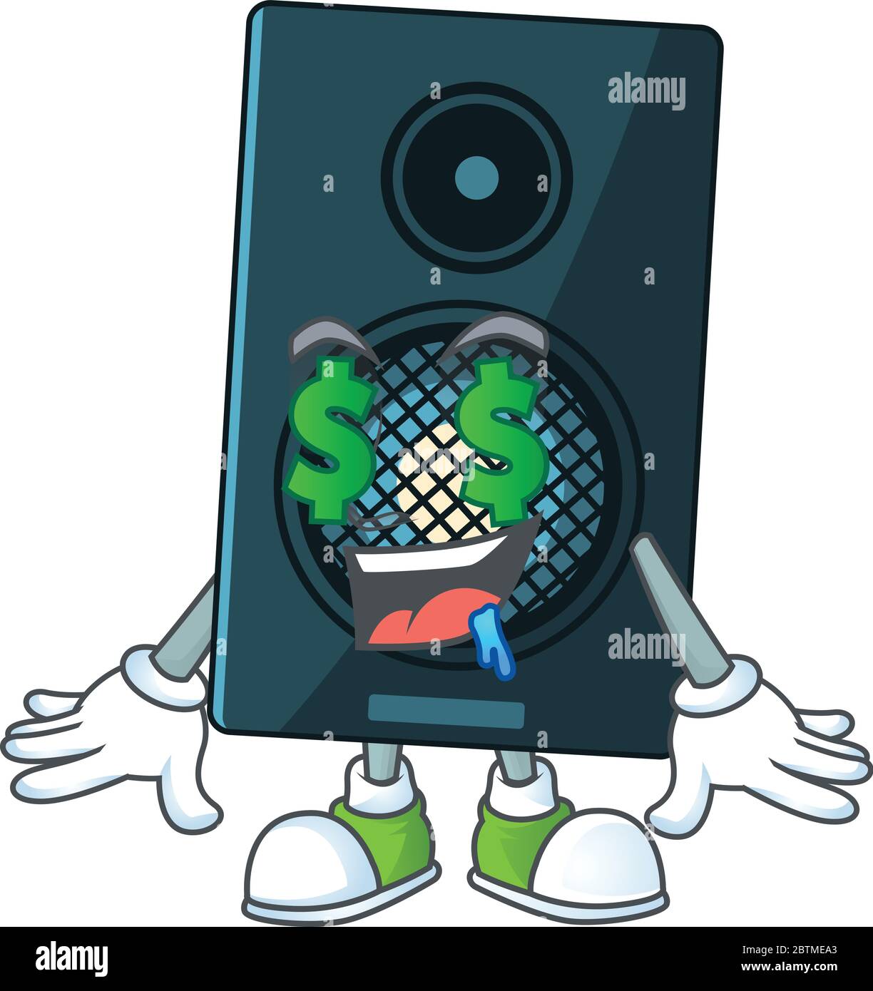 Cute rich sound system mascot character style with money eyes Stock ...