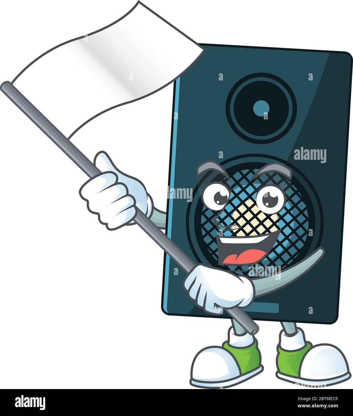 Cute caricature character of sound system with a white flag Stock ...