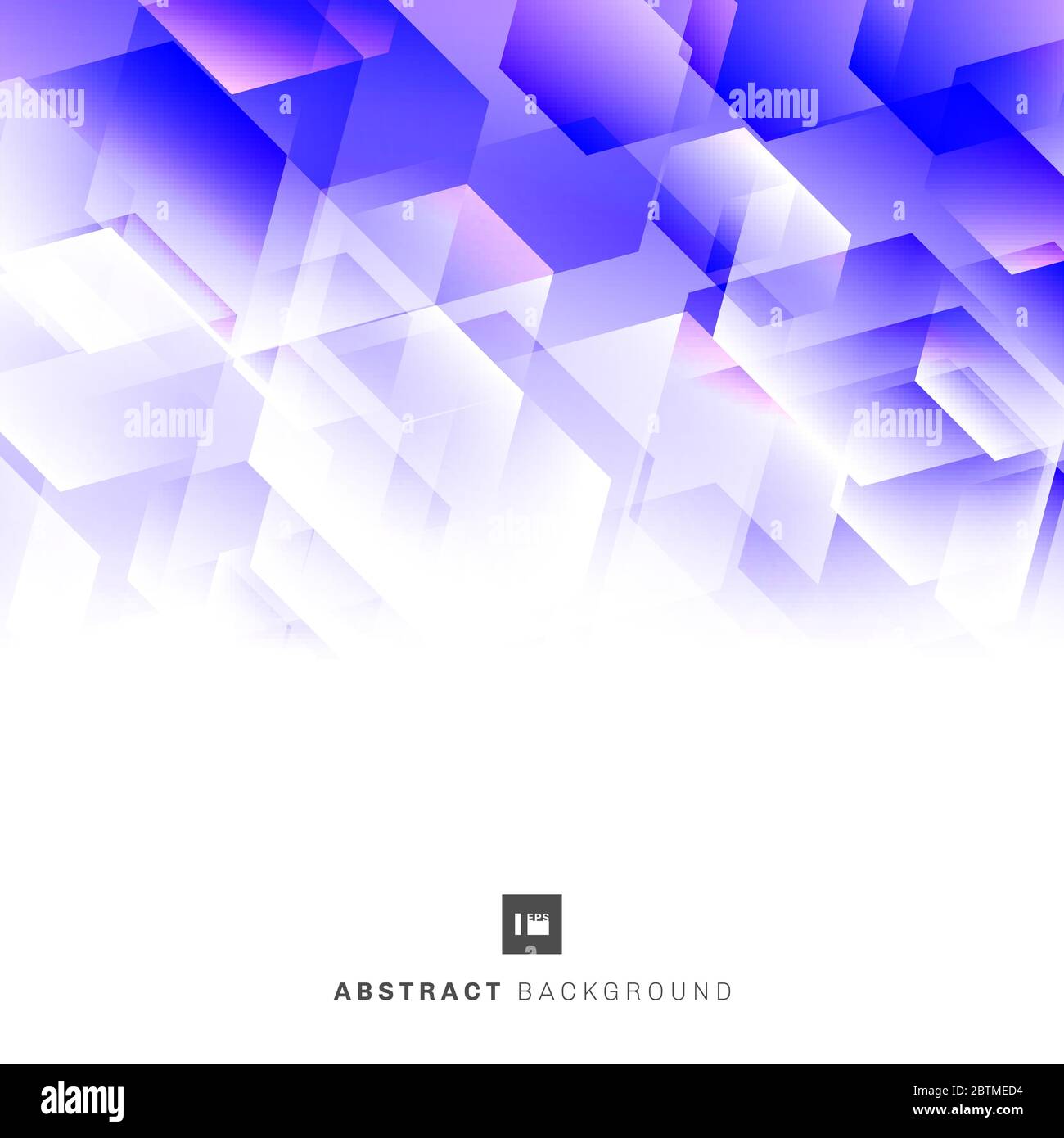 Abstract blue and purple geometric hexagon mosaic pattern overlay on ...