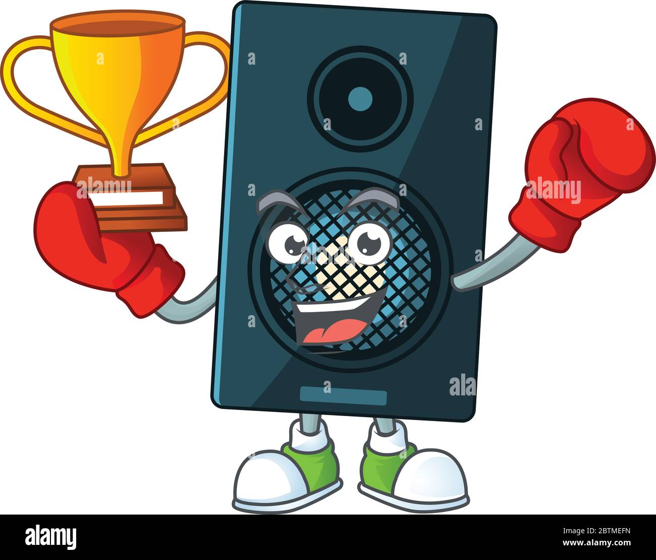 Proudly face of boxing winner sound system cartoon character design ...
