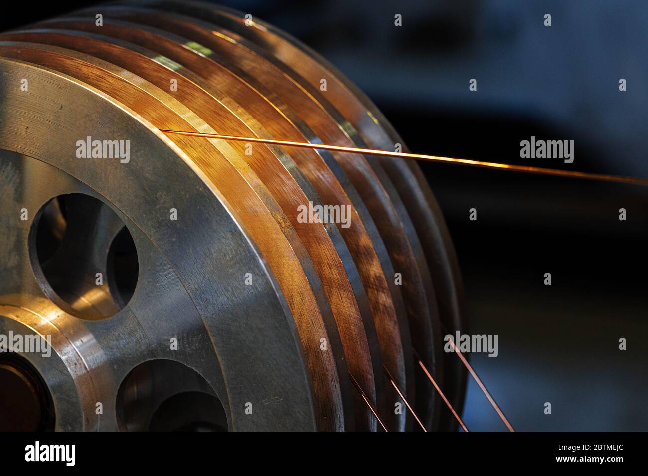 Production of cable wire at cable factory close up Stock Photo - Alamy