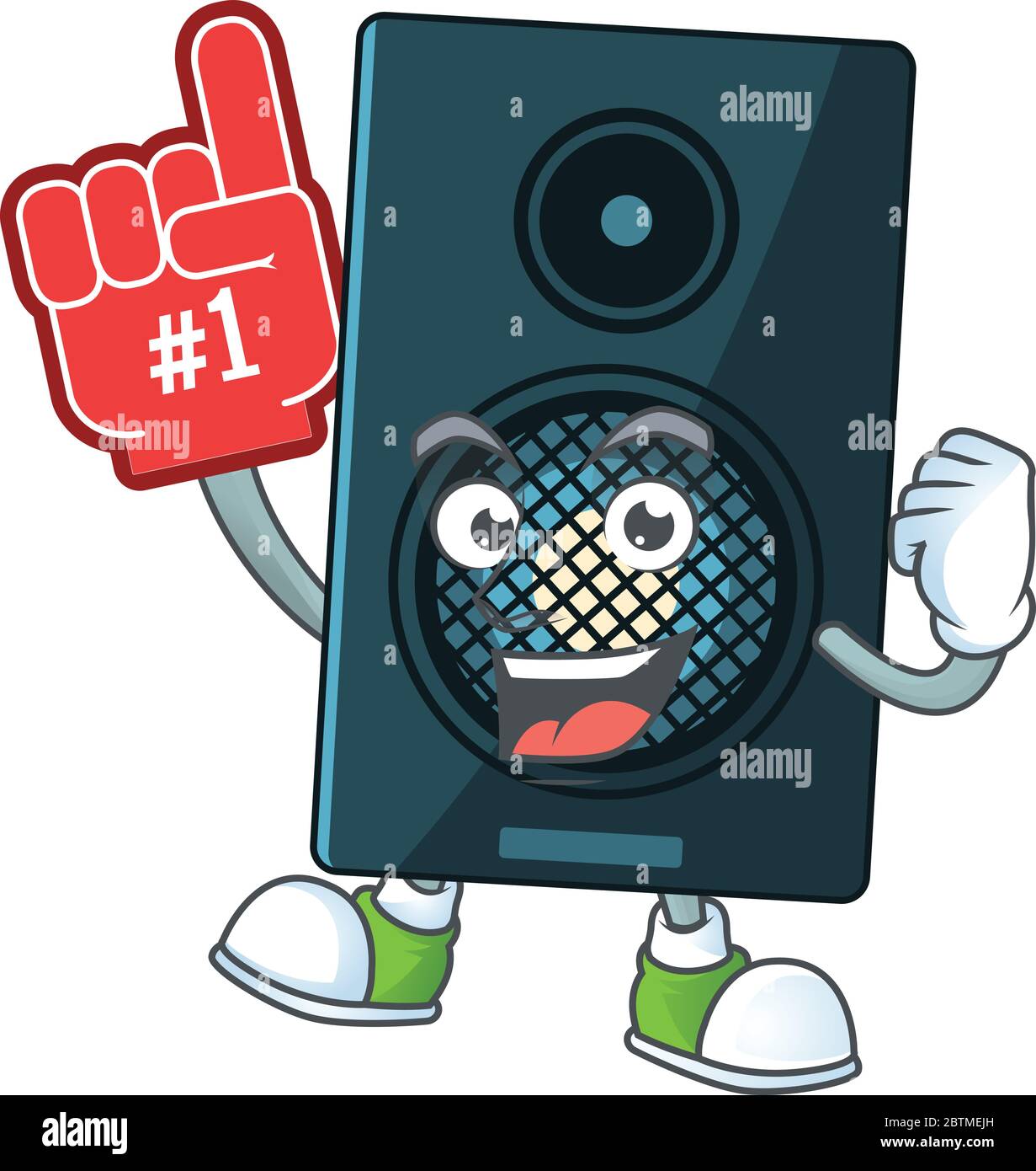 Sound system Cartoon character design style with a red foam finger ...