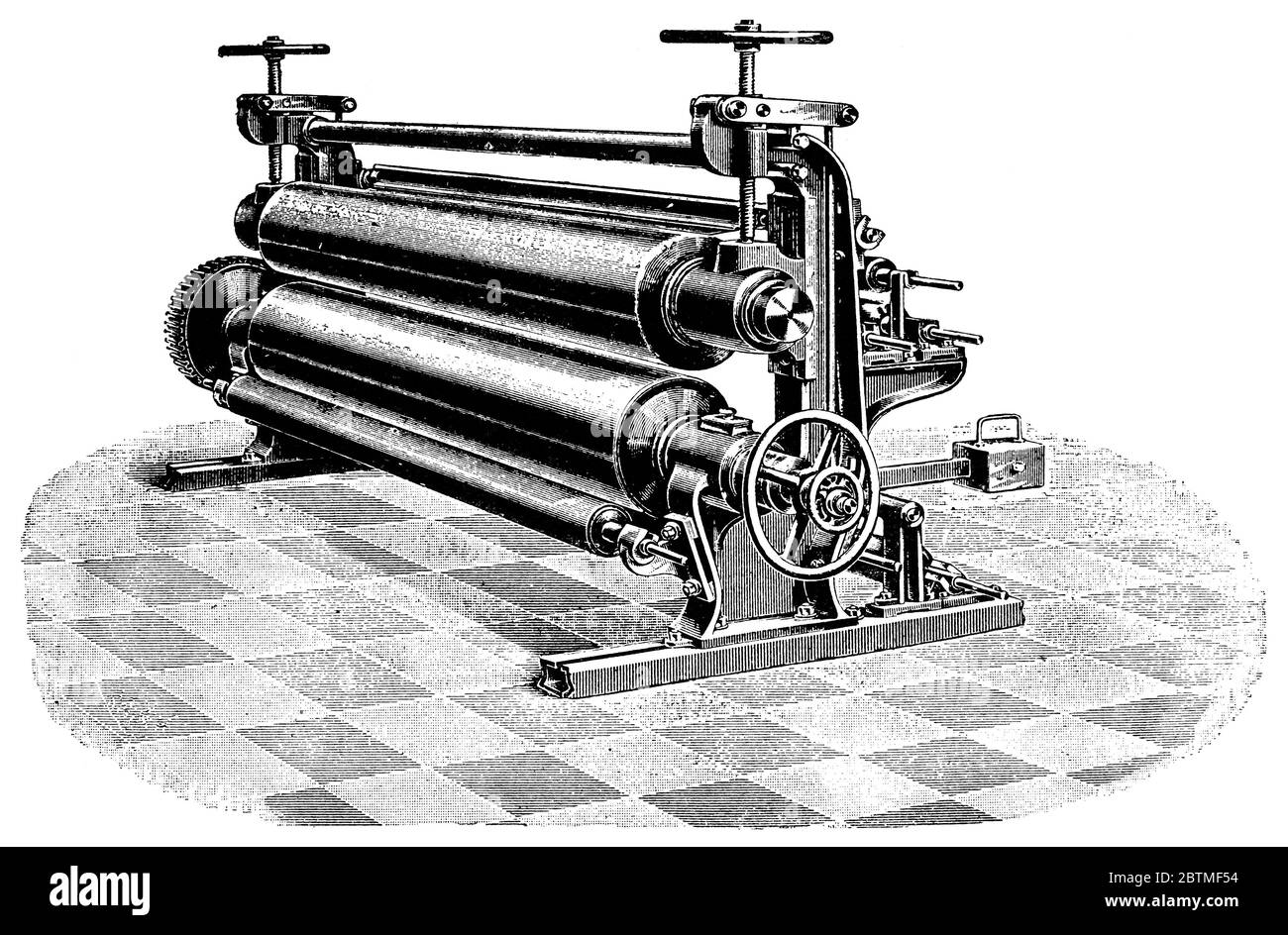 Equipment for the paper industry (first press). Illustration of the ...