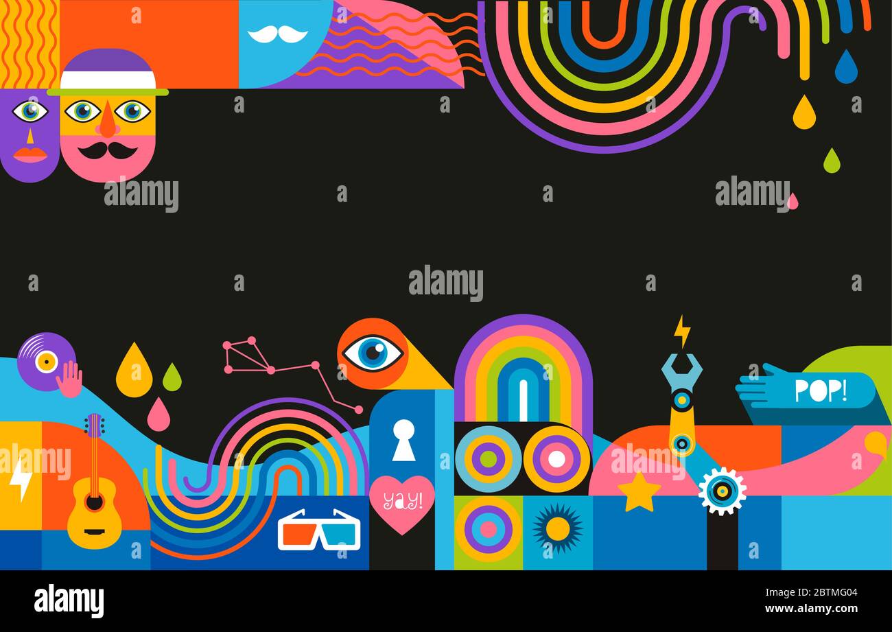 Geometric abstract background, street wall art concept, festival ...