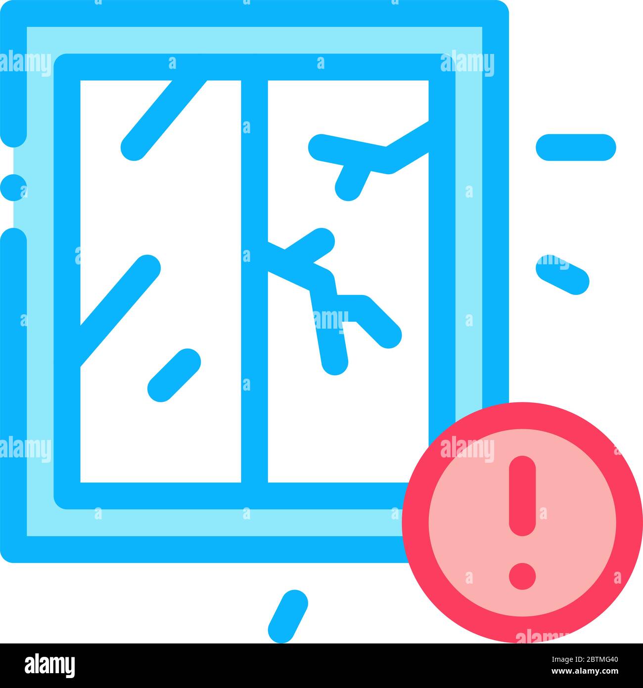 cracked window because of ertnquake icon vector outline illustration ...