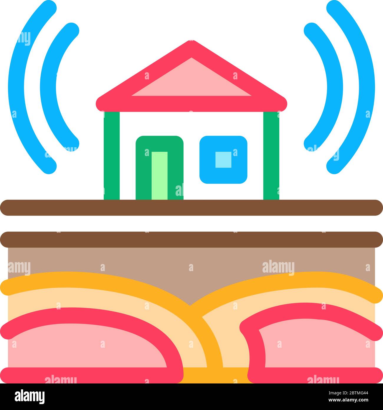 seismic wave residential building icon vector outline illustration ...