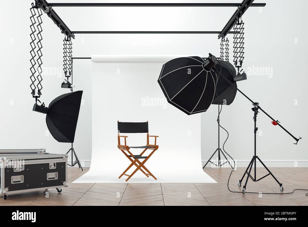 3d image of clean big space photo studio Stock Photo - Alamy