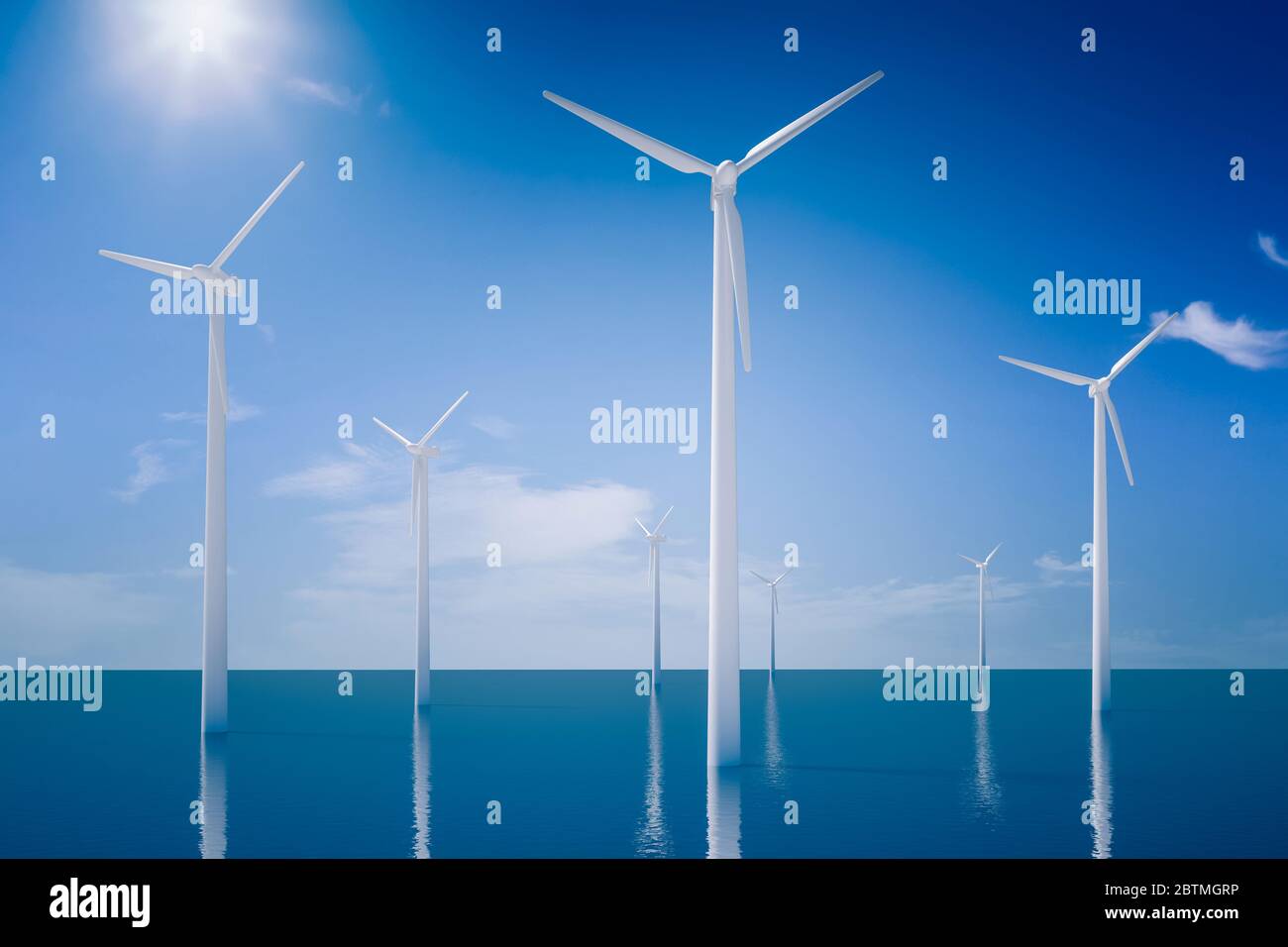 3d render image of wind turbines, ecology concept Stock Photo - Alamy