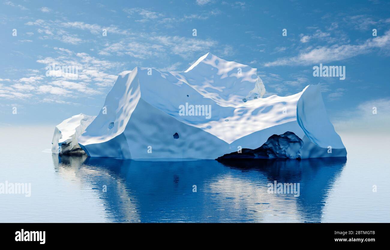 3d render of iceberg, water level side view Stock Photo - Alamy