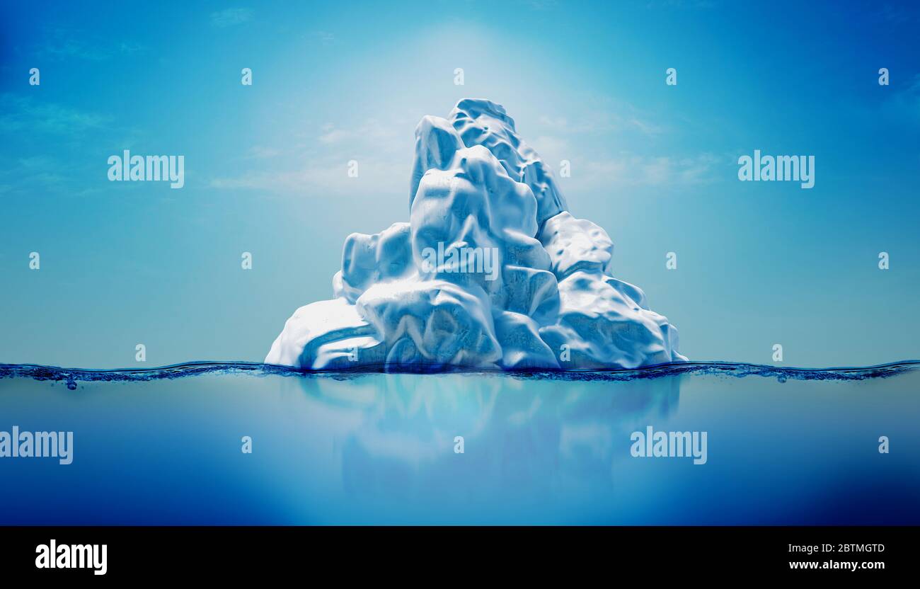 3d render of iceberg, water level side view Stock Photo - Alamy