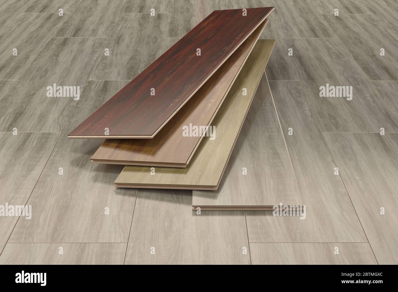 3d laminate wood floor tiles on white background Stock Photo - Alamy