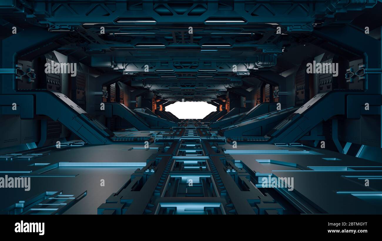3d futuristic space facility corridor Stock Photo - Alamy