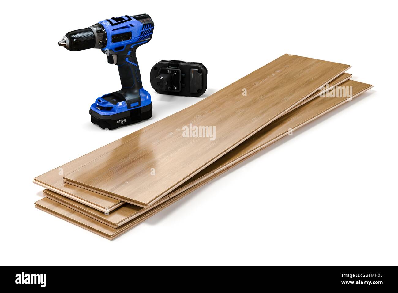 3d laminate wood floor tiles on white background Stock Photo - Alamy