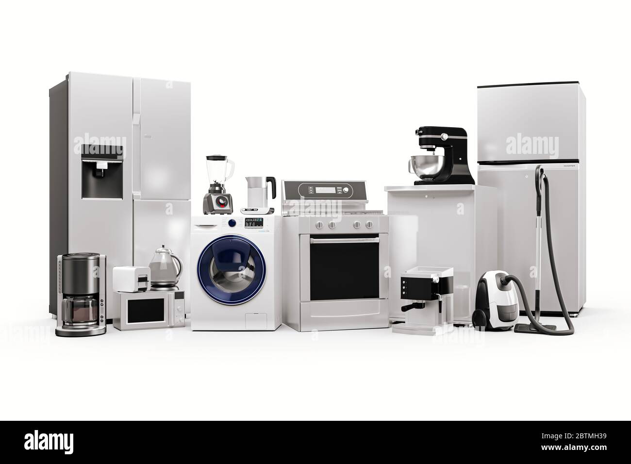3d render of home appliances collection set Stock Photo - Alamy