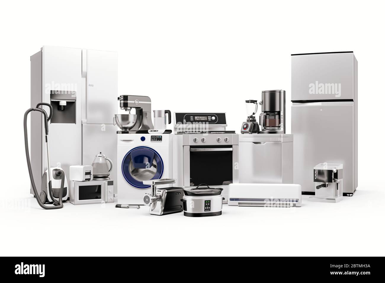 3d render of home appliances collection set Stock Photo - Alamy