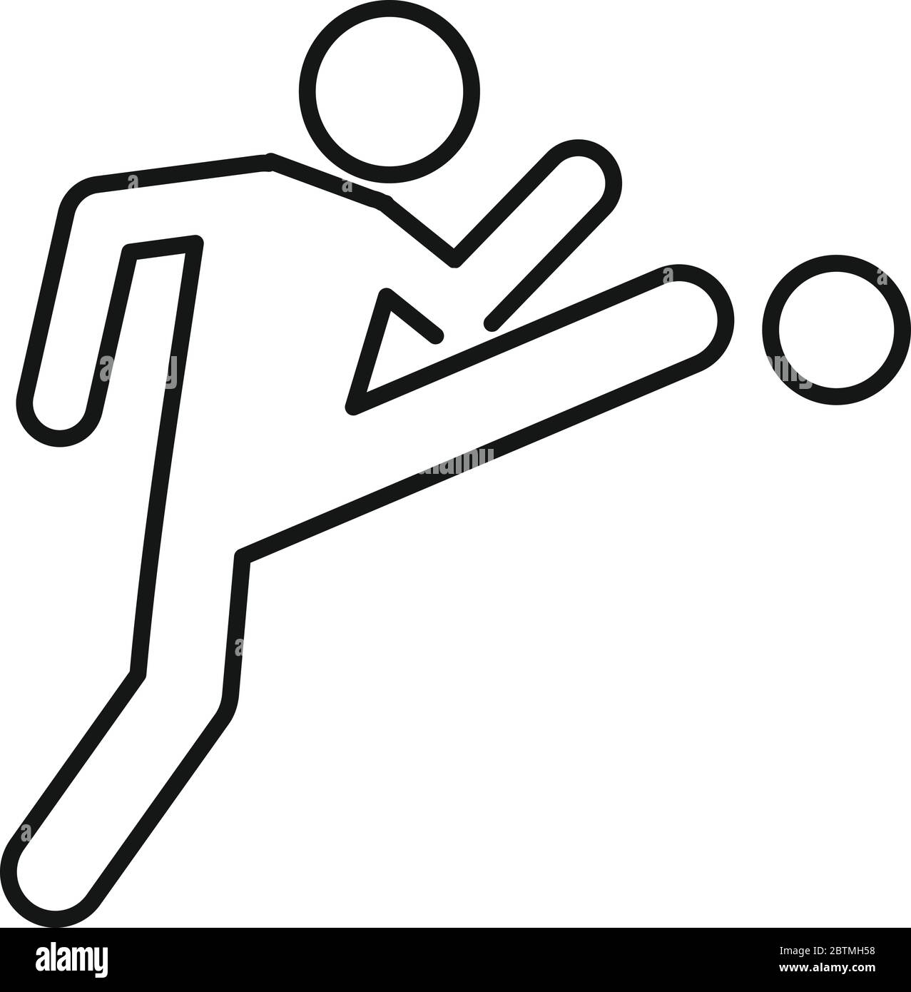 Soccer player kick icon. Outline soccer player kick vector icon for web ...