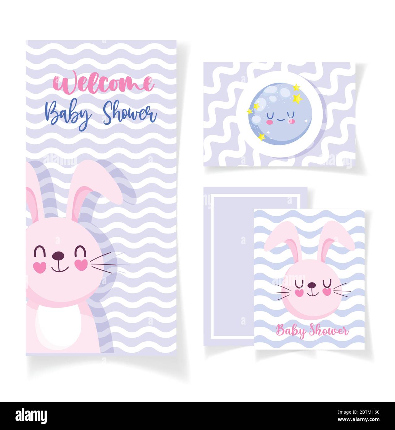 baby shower rabbit moon cards celebration, welcome invitation greeting ...