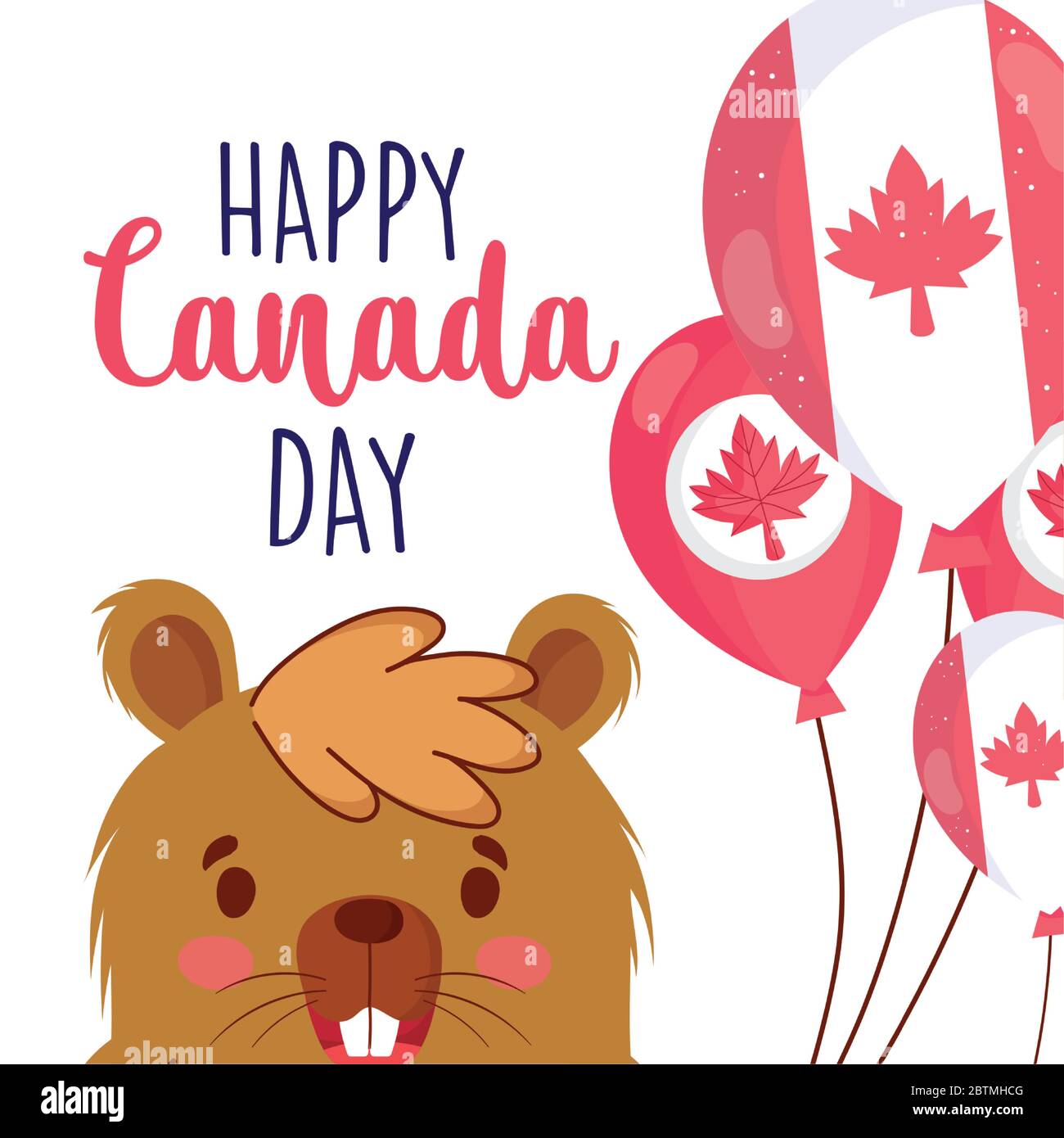 Beaver with canadian balloons design, Happy canada day holiday and ...