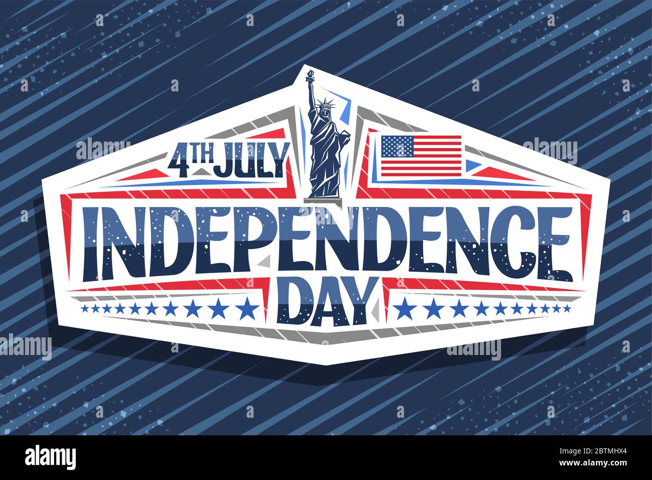 Vector logo for Independence Day, decorative cut paper stamp with ...