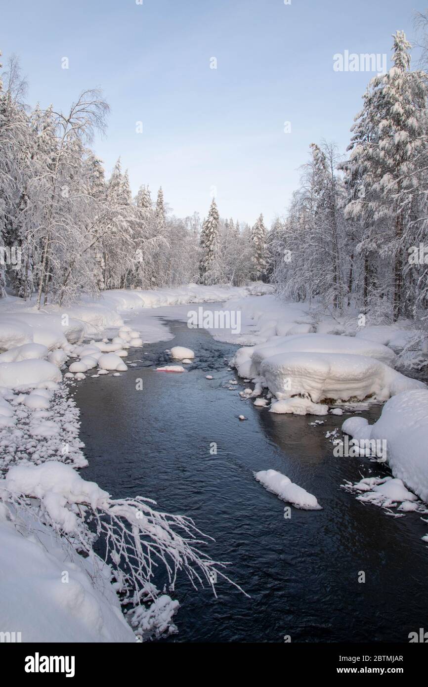 River through the snowy trees Stock Photo - Alamy