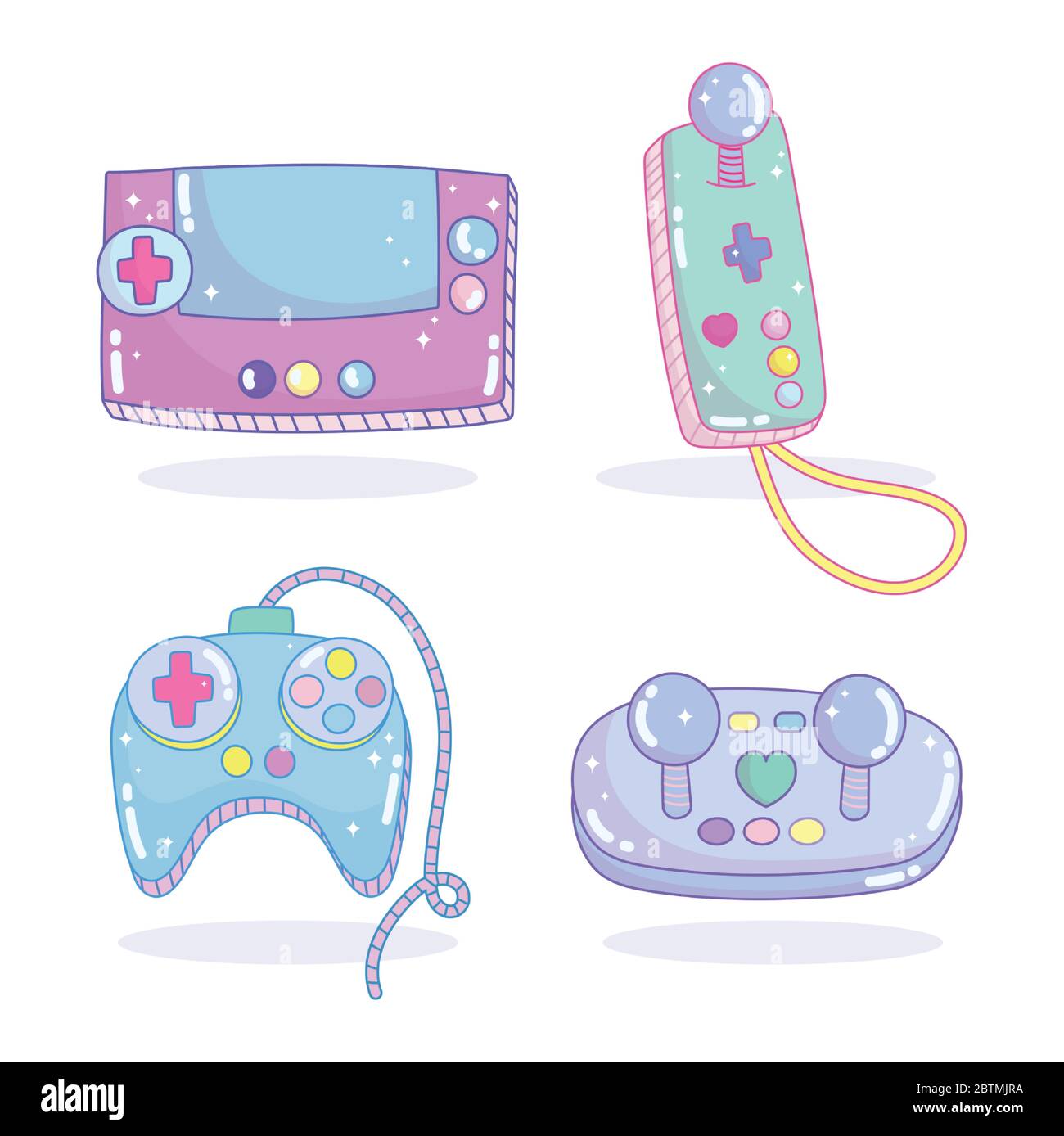 video game controller joysticks entertainment gadget device electronic cartoon set vector ...