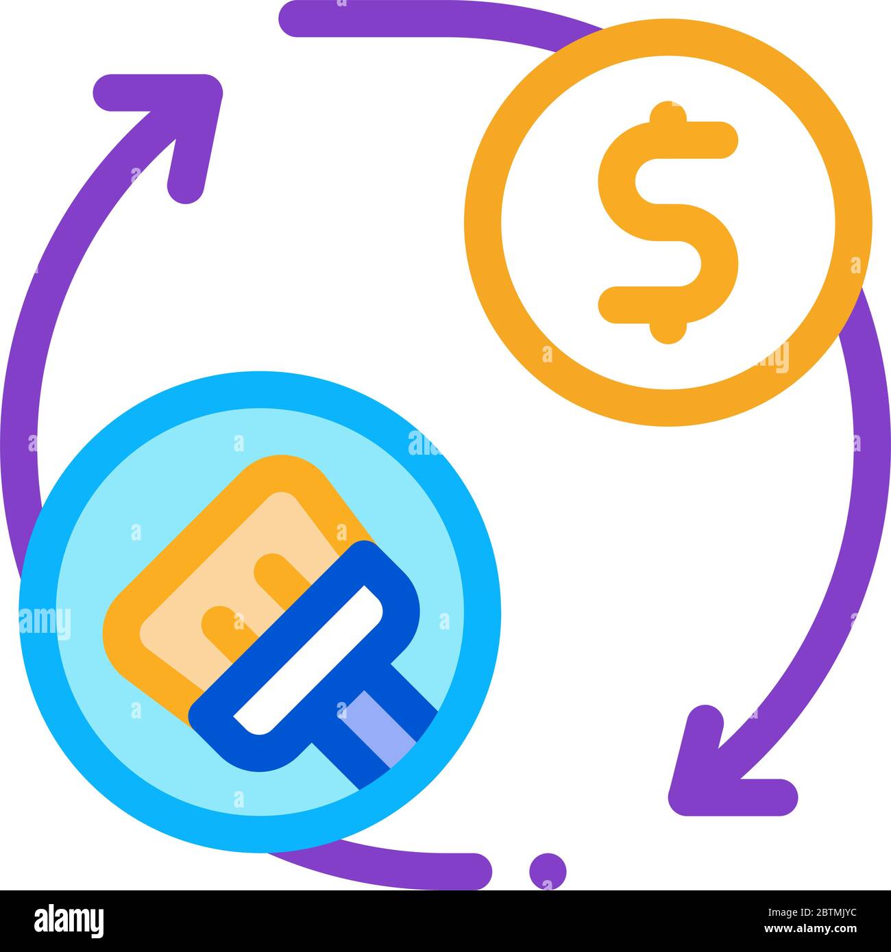 cleaning cycle and money icon vector outline illustration Stock Vector ...