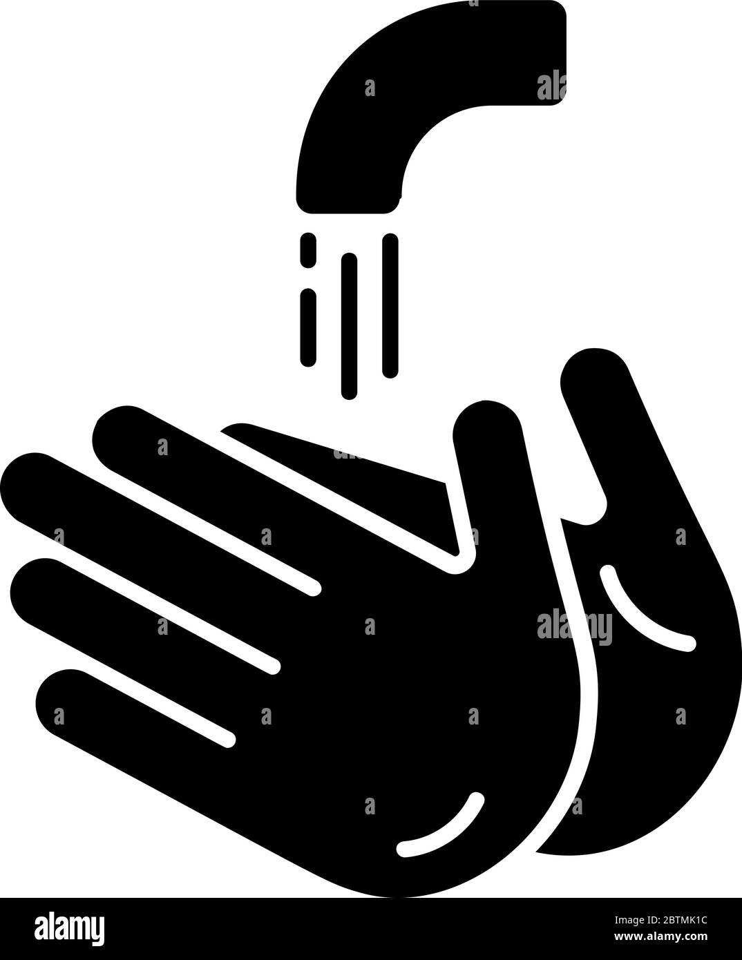 Hand and water drop black icon vector. Outline sign pictogram isolated ...