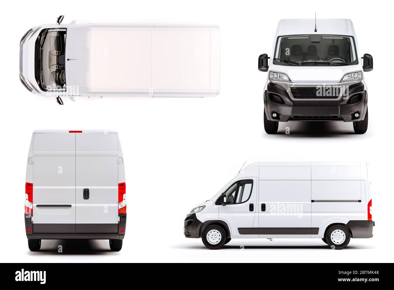3d render of white van vehicle on white background Stock Photo - Alamy