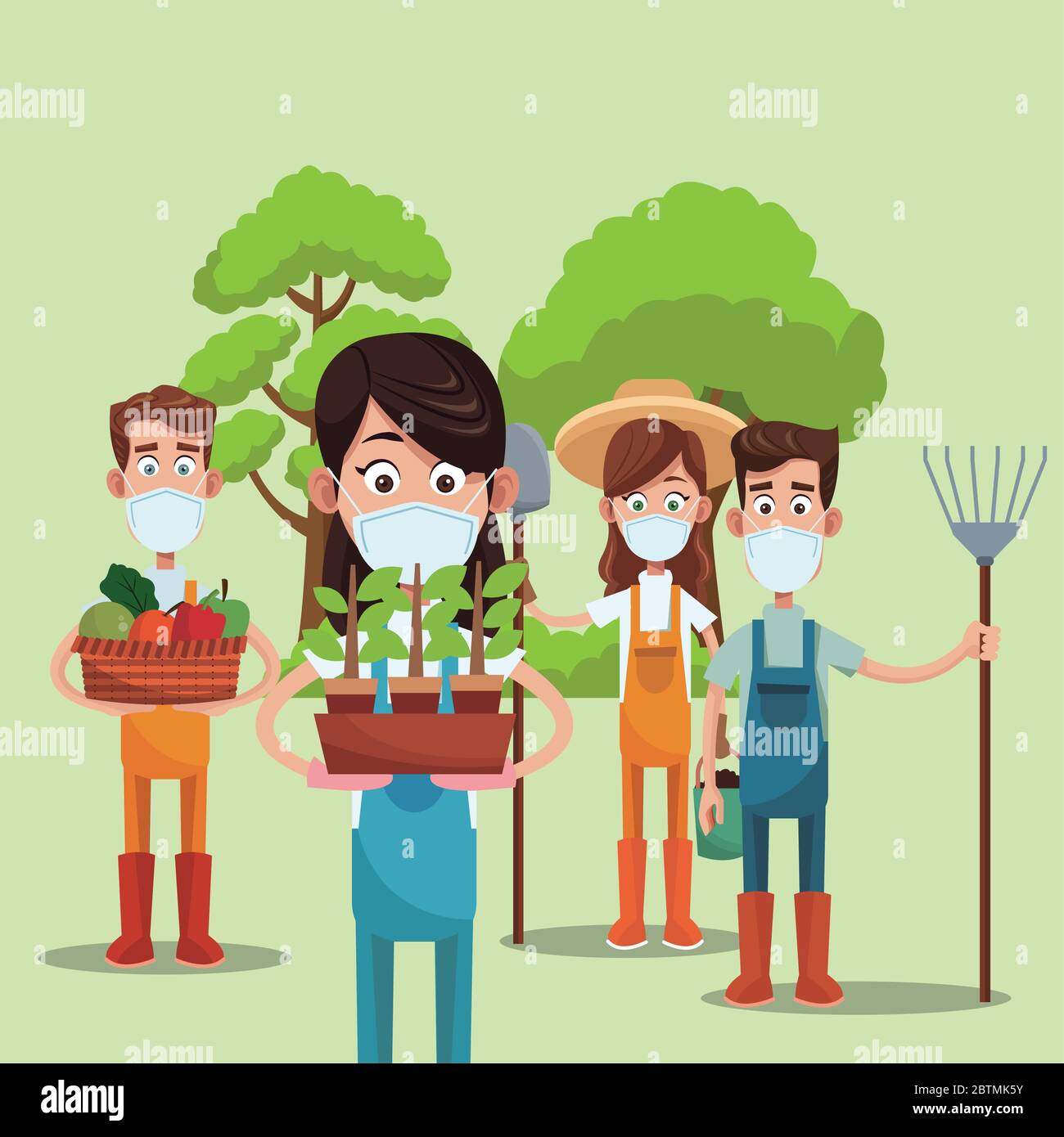 farmers wearing medical masks scene Stock Vector Image & Art - Alamy