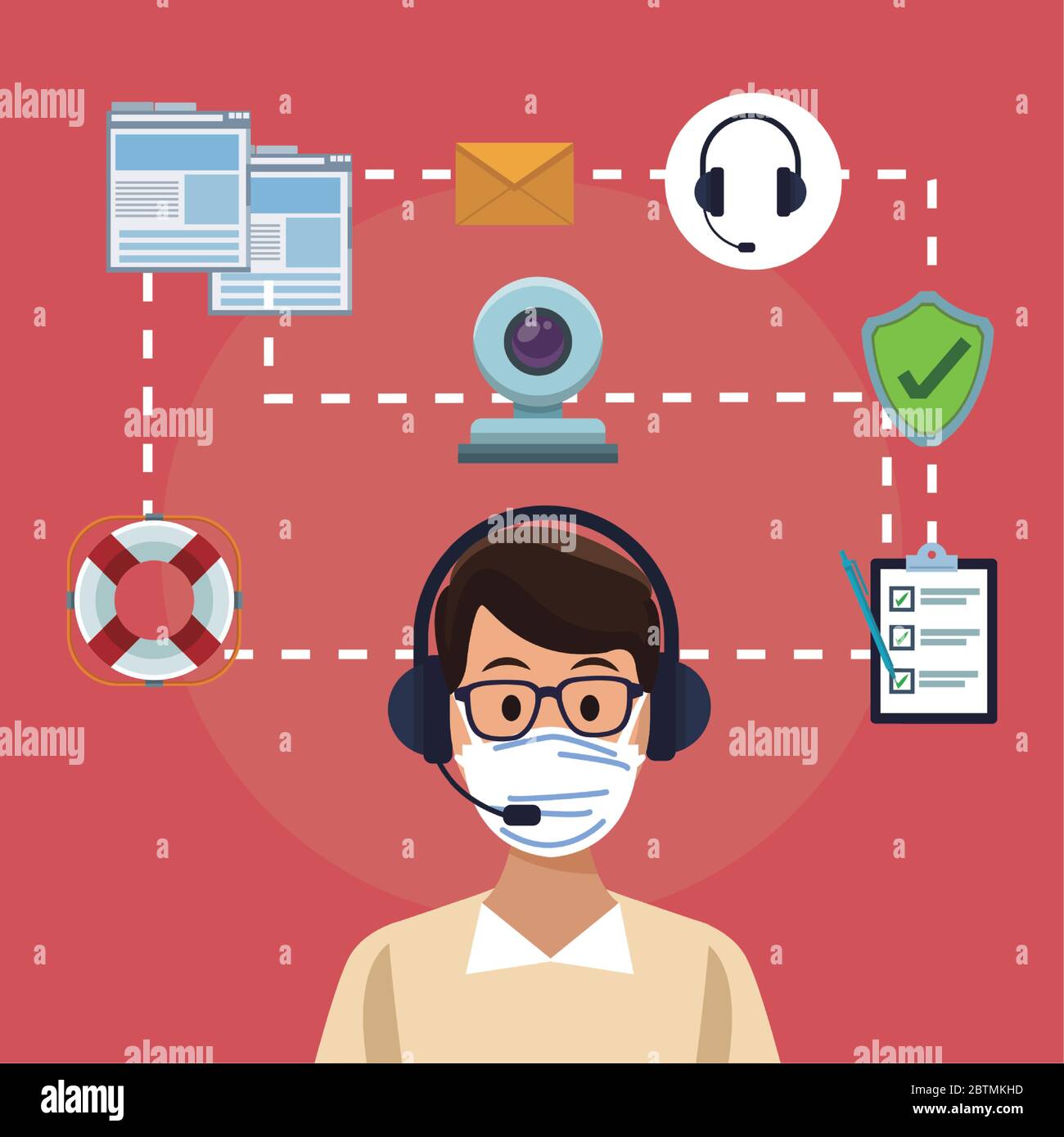 Face mask wearing security guard Stock Vector Images - Alamy