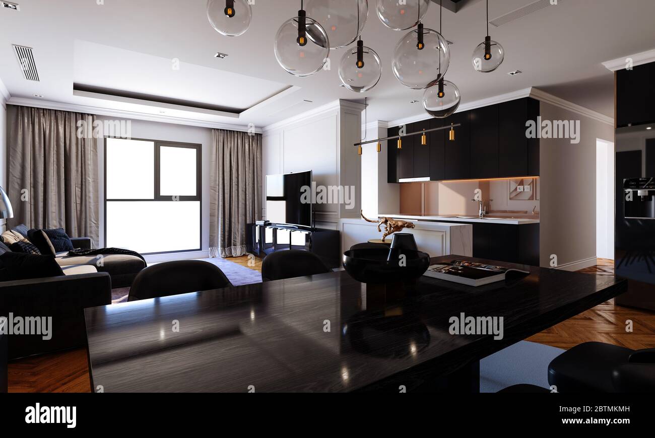 3d render of beautiful interior render Stock Photo - Alamy