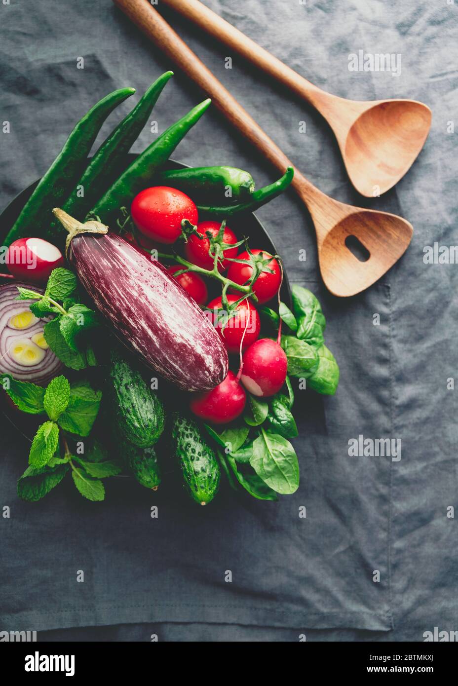 Various raw vegetables top view hi-res stock photography and images - Alamy