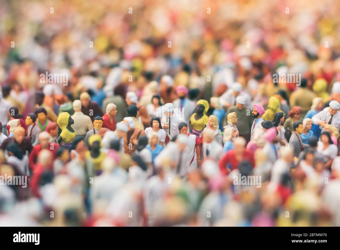 Colorful miniature crowd. Multiracial gathering of people Stock Photo ...