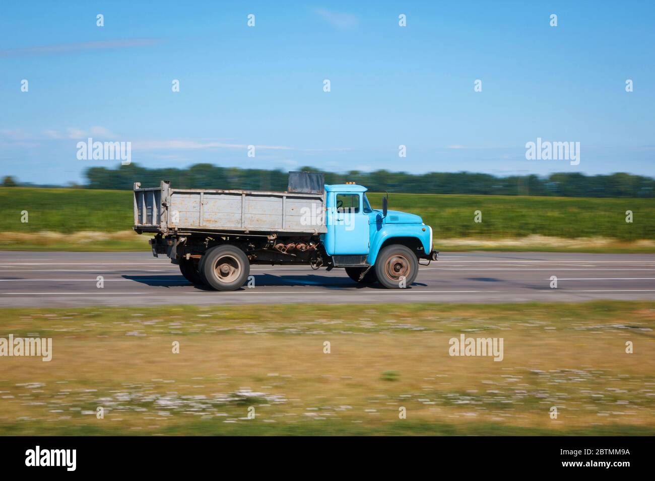 an old Soviet truck is driving to a farm; ZIL Stock Photo - Alamy