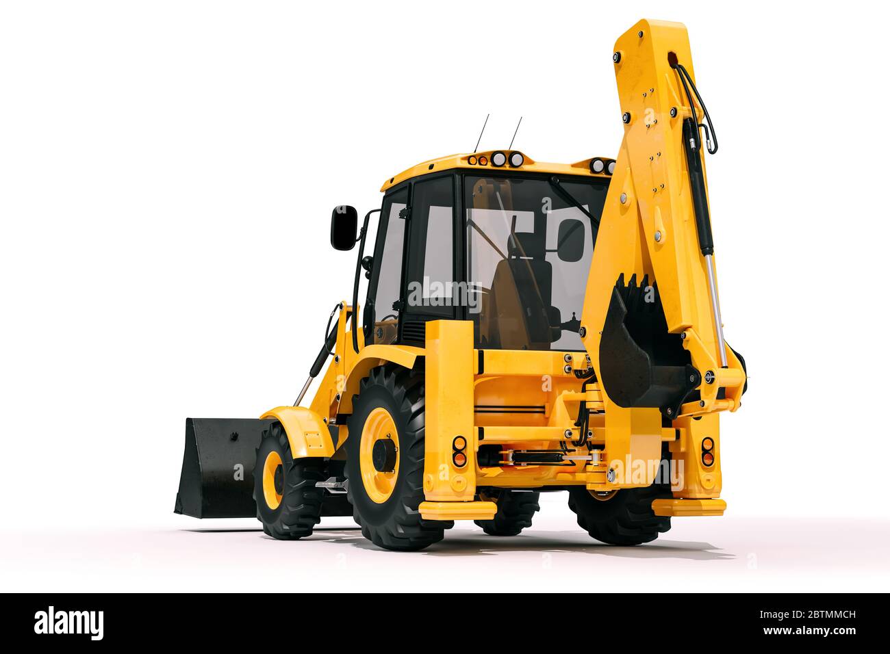 3d backhoe loader on white background Stock Photo - Alamy