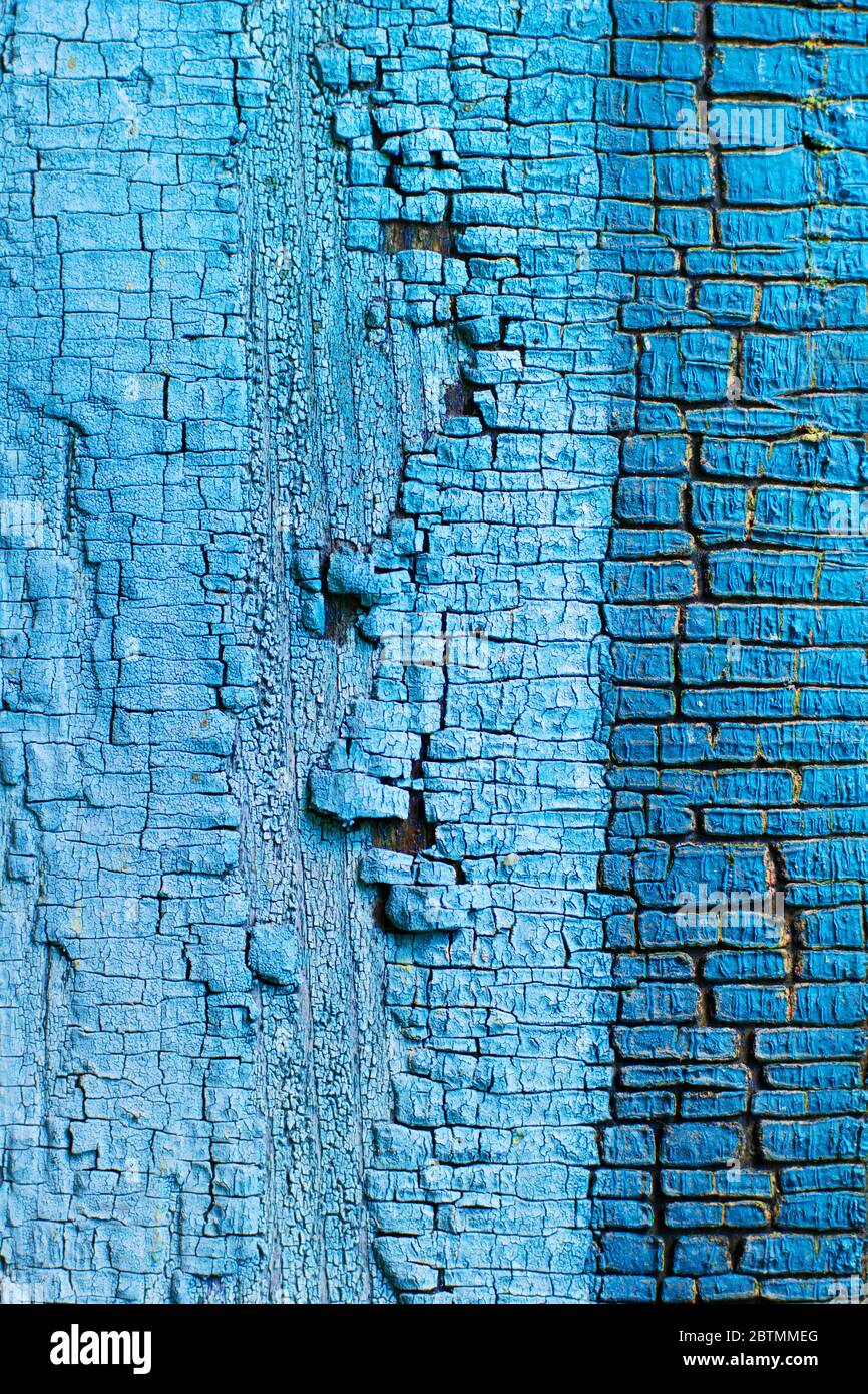 the texture of the old blue paint is cracked Stock Photo - Alamy
