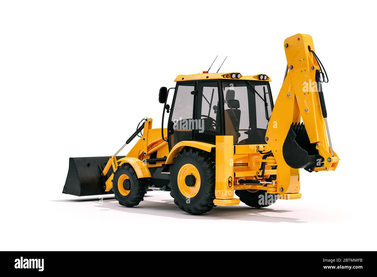 3d backhoe loader on white background Stock Photo - Alamy
