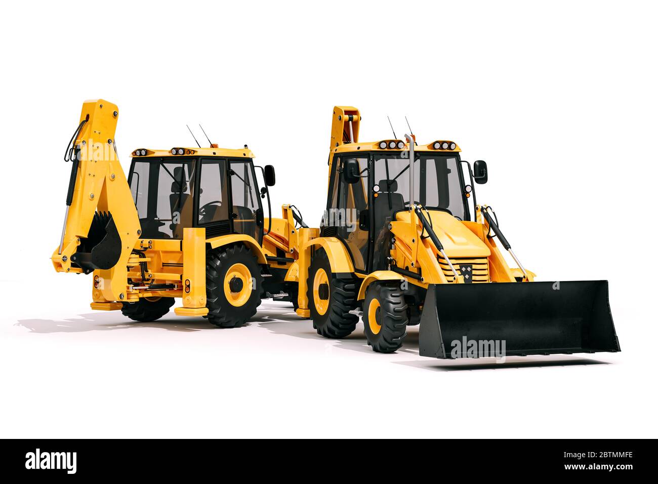 3d backhoe loader on white background Stock Photo - Alamy